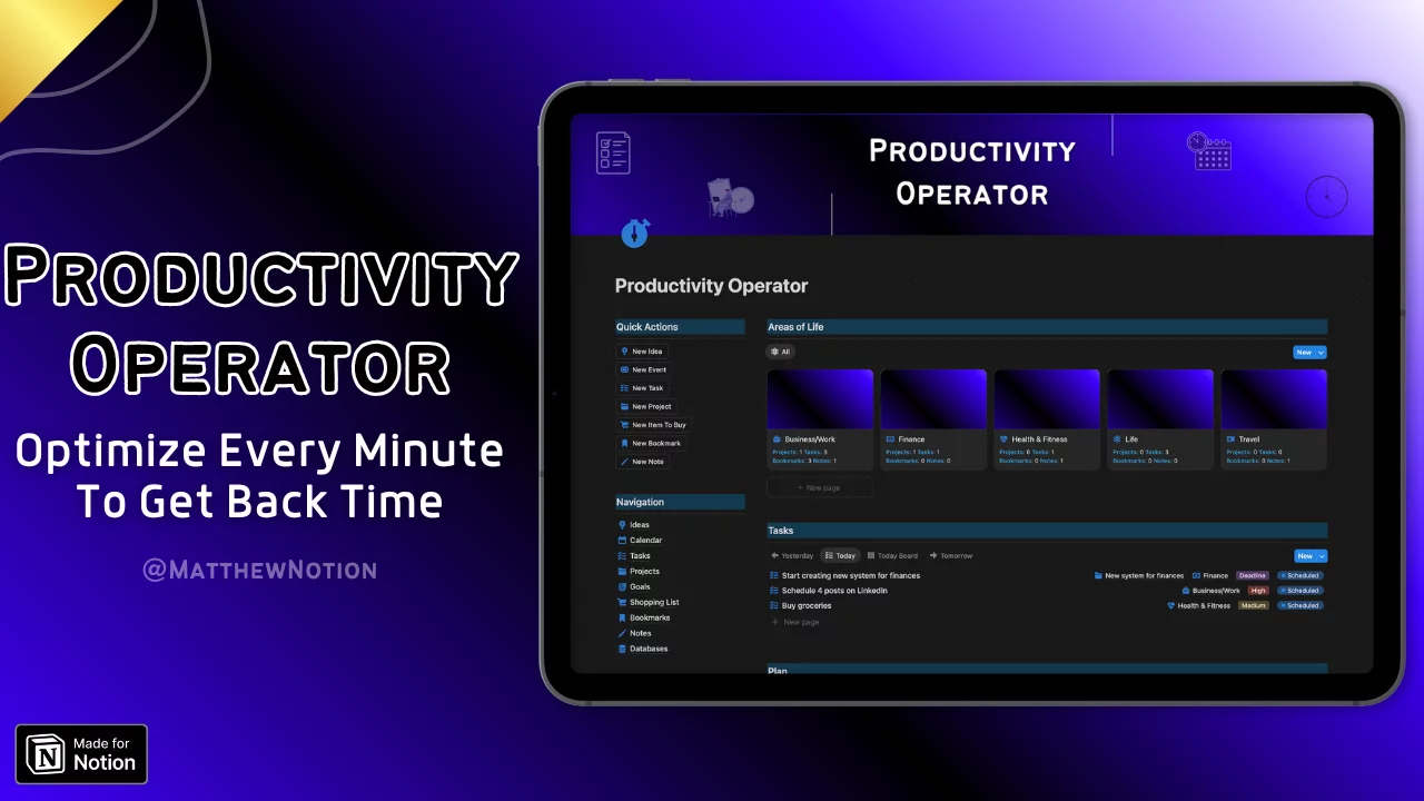 Productivity Operator - Productivity Template